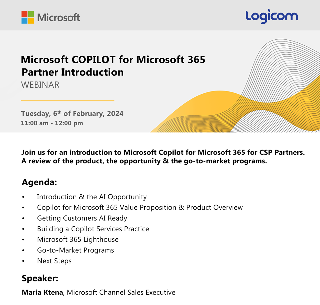 WEBINAR | Microsoft CoPilot for Microsoft 365 Partner Introduction - Register here!